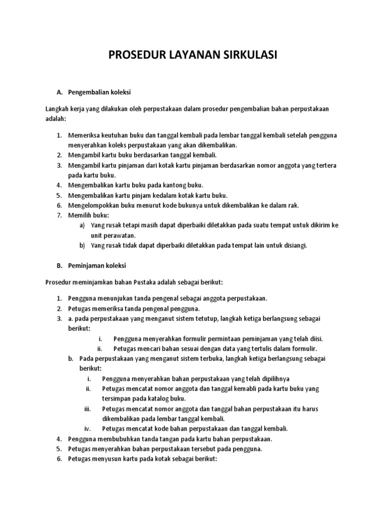 Prosedur Layanan Sirkulasi | PDF
