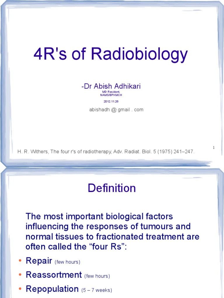 4R's of Radiobiology | Radiation Therapy | Dna Repair