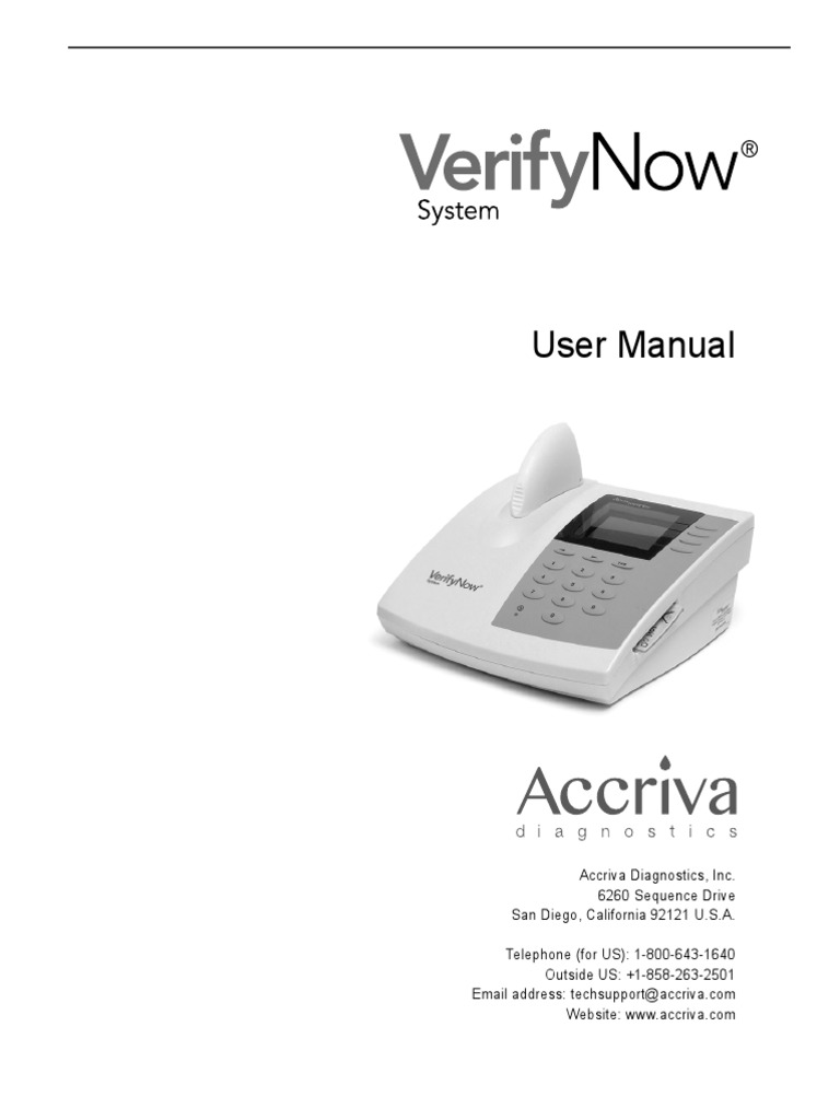 Verify Now Manual | PDF | Platelet | Coagulation