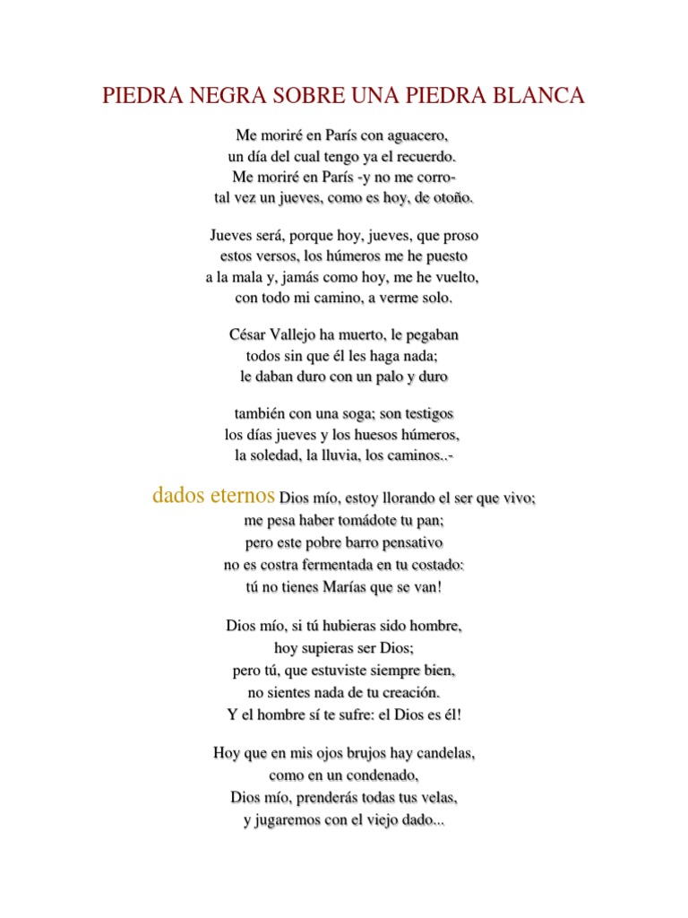 Poemas Piedra Negra Sobre Una Piedra Blanca | PDF | Ocio