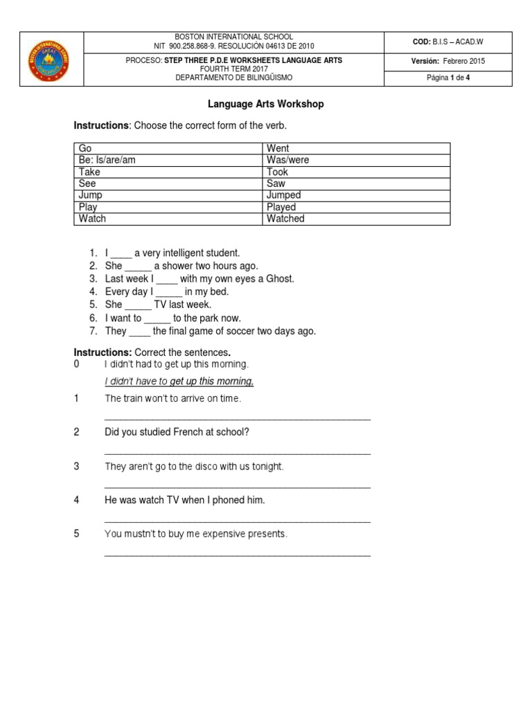 Step 3 Language Arts Worksheets 2017 | PDF
