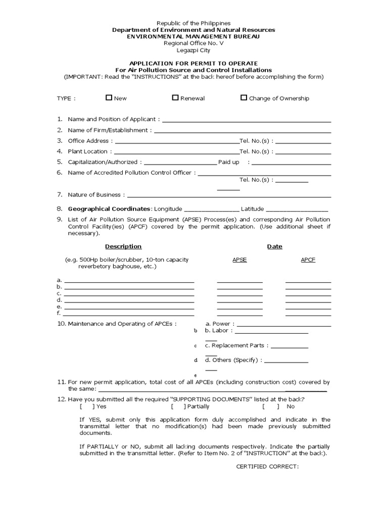 Philippine EMB permit application guide | PDF | Pollution | Energy And ...