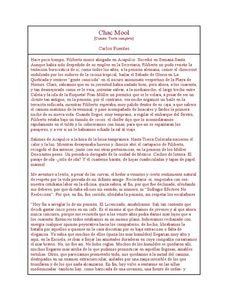 Chac Mool: Cuento Completo de Fuentes | PDF | México