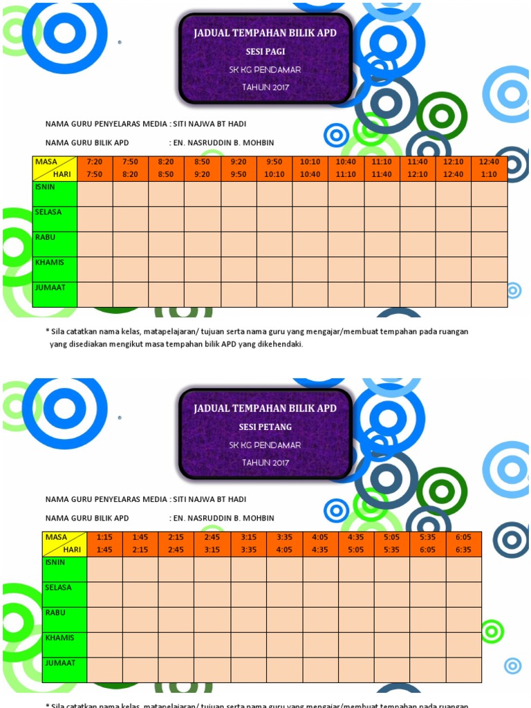 Jadual Tempahan Bilik Apd | PDF