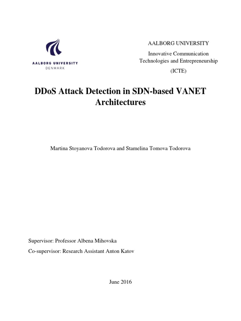 Master Thesis DDoS Attack Detection in SDN Based VANET Architectures Group 1097 | PDF | Denial ...
