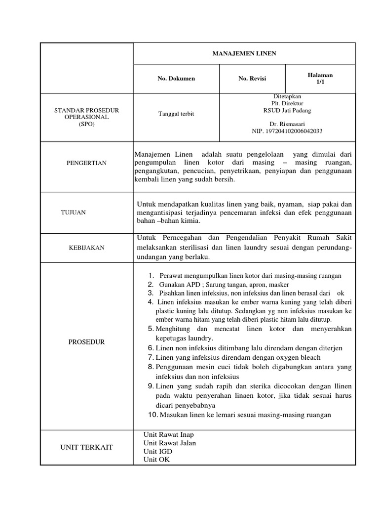 SPO Linen Laundry PPI | PDF