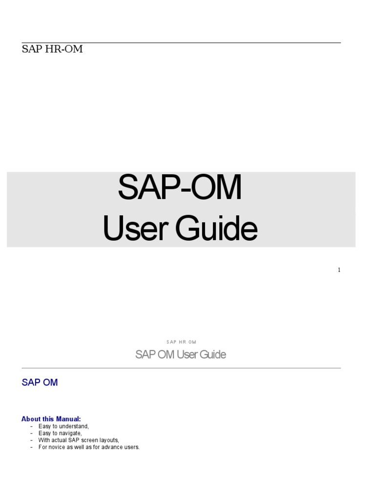 SAP HR-OM User Guide Overview | PDF | Menu (Computing) | Button (Computing)