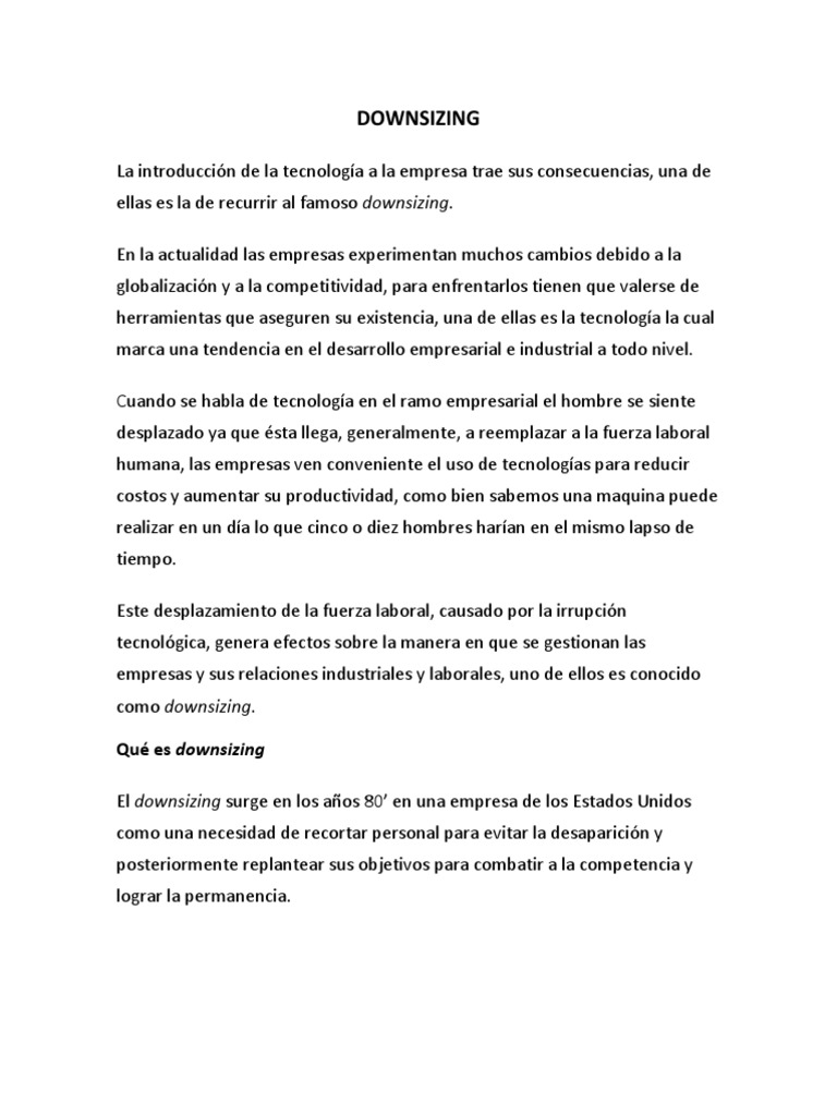 DOWNSIZING | PDF | Toma de decisiones | Planificación