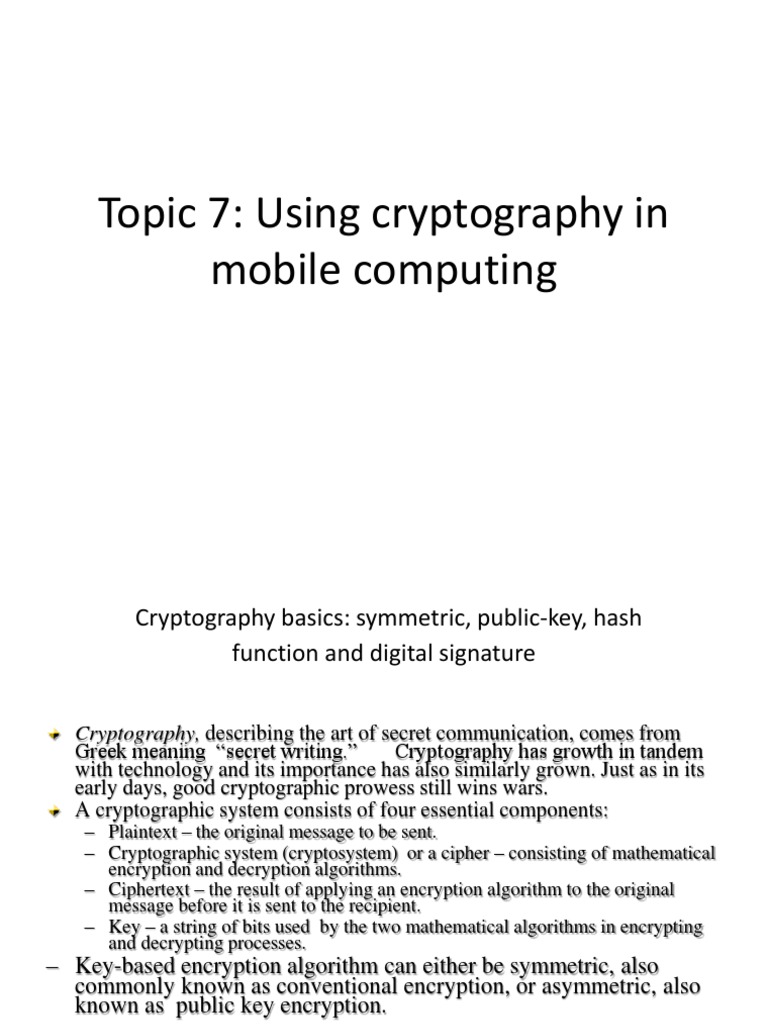Topic 7: Using Cryptography in Mobile Computing | PDF | Cryptography ...