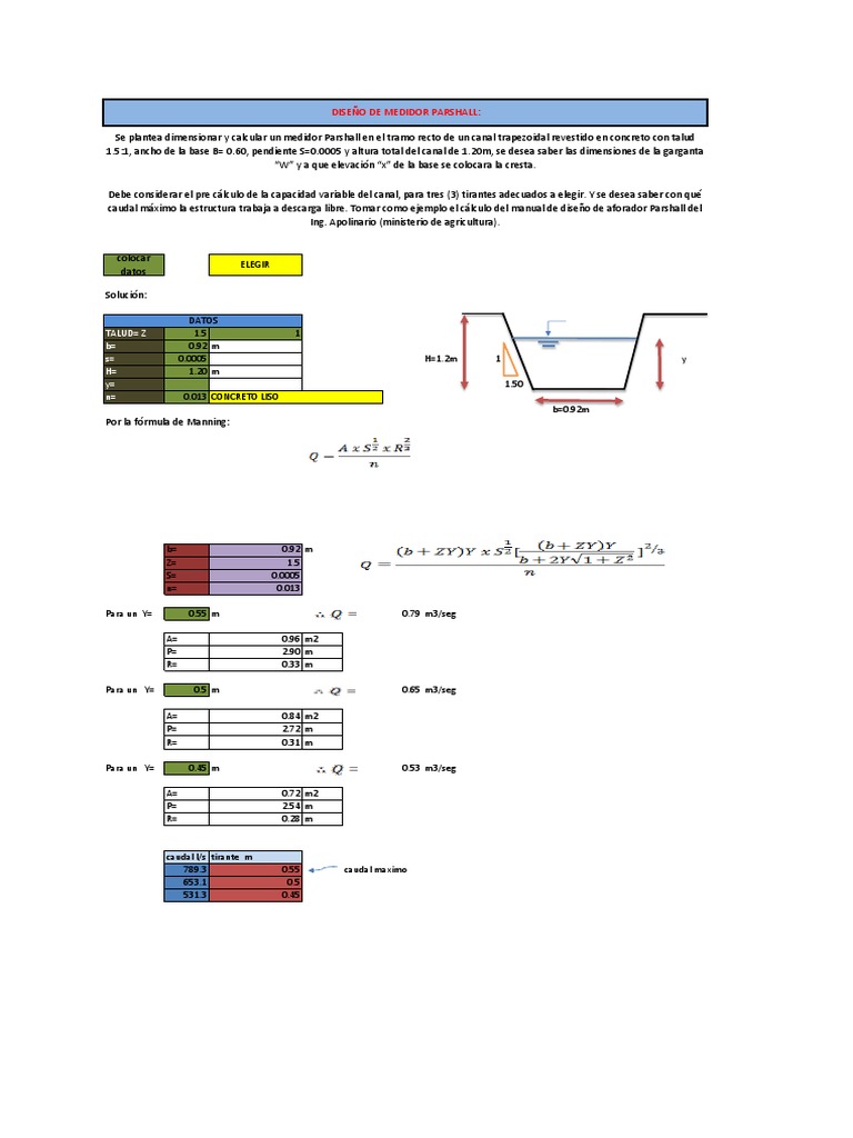 Diseño de Aforador Parshall .Macro-Ok | PDF | Science | Ingeniería