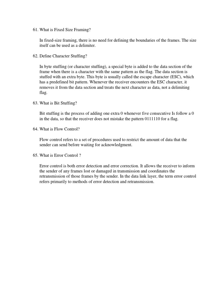 Fixed Size Framing in Networks | PDF | Error Detection And Correction ...