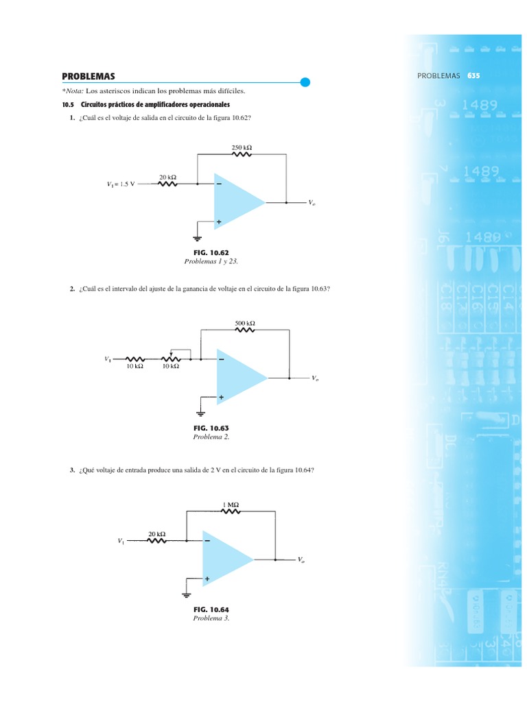 Ejercicios para Examen e Electronica | PDF | Amplificador operacional | Circuitos electrónicos