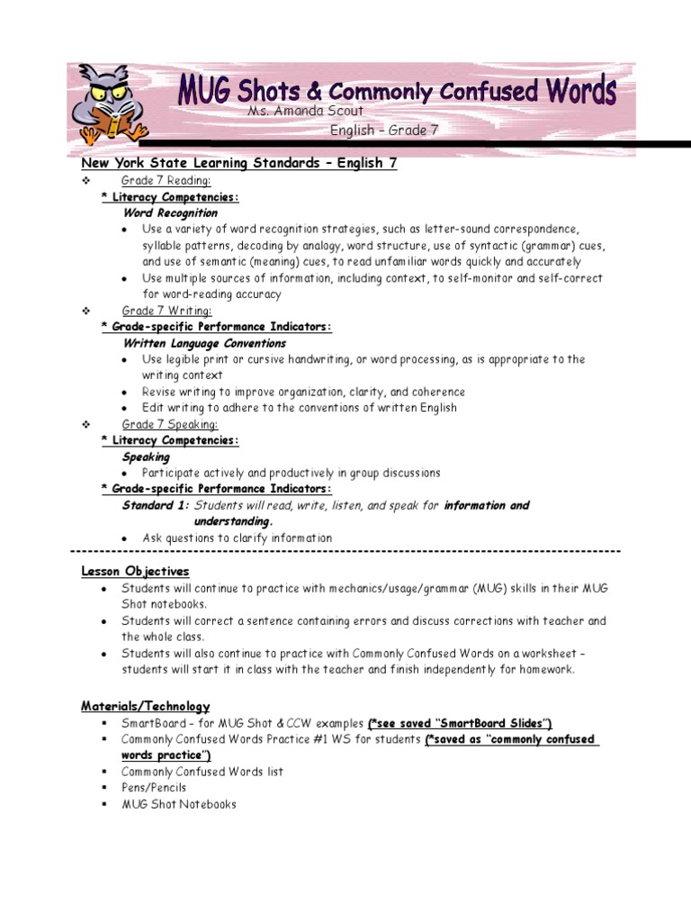 New York State Learning Standards - English 7: Ms. Amanda Scout English ...