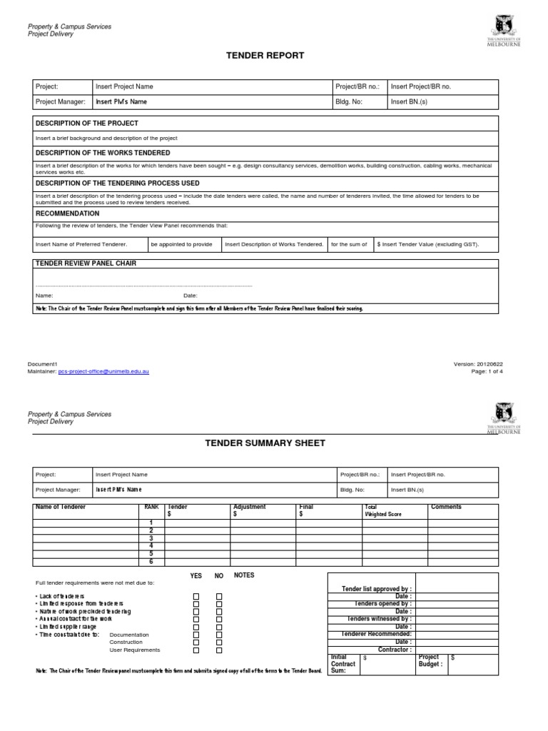 Tender Report | PDF | Business