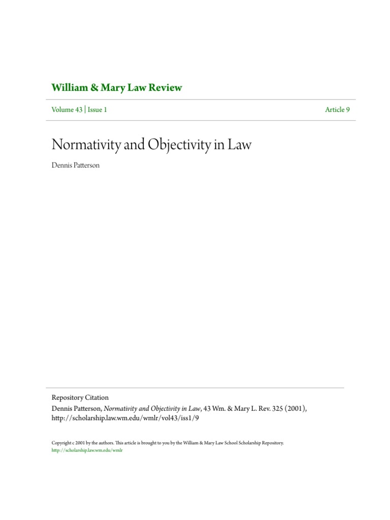 Dennis Patterson - Normativity and Objectivity in Law PDF | PDF | Objectivity (Philosophy ...