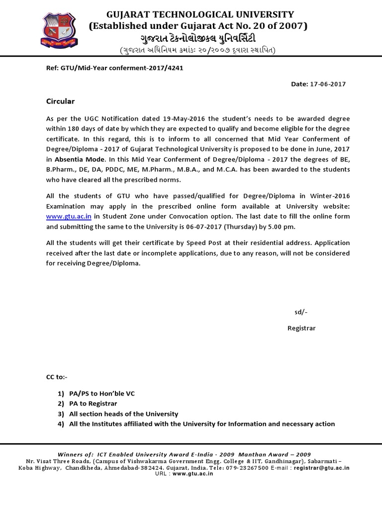 Circular For Mid Year Condjldk | PDF | Academic Degree | Qualifications