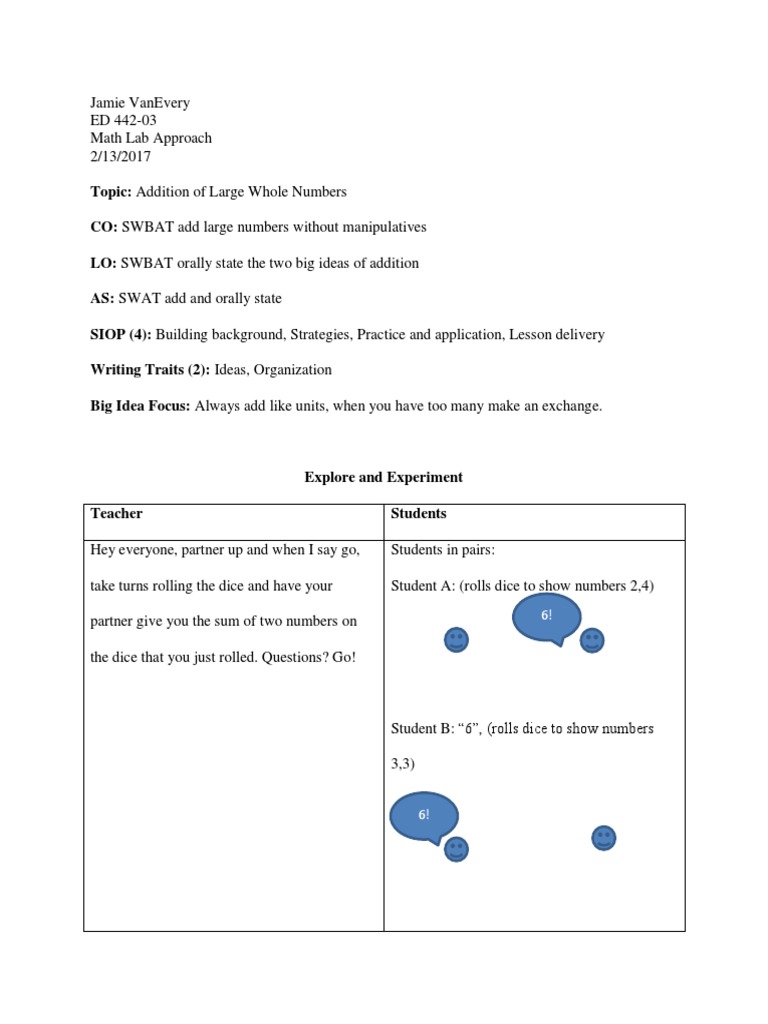 Teaching Addition of Large Numbers | PDF