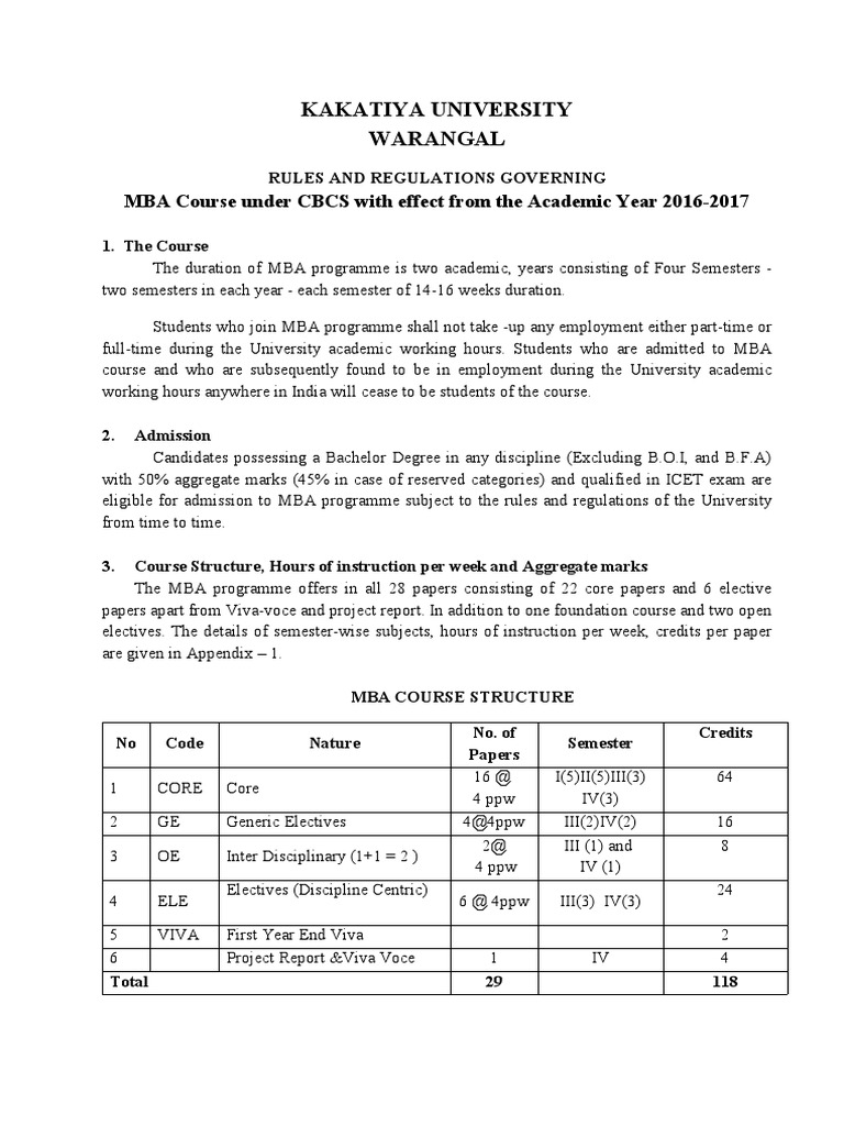 423 - Complete Mba Syllabus Under Cbcs | PDF | Analysis Of Variance ...