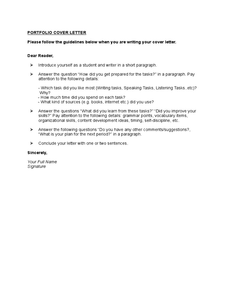 Effective Portfolio Cover Letter Guide | PDF
