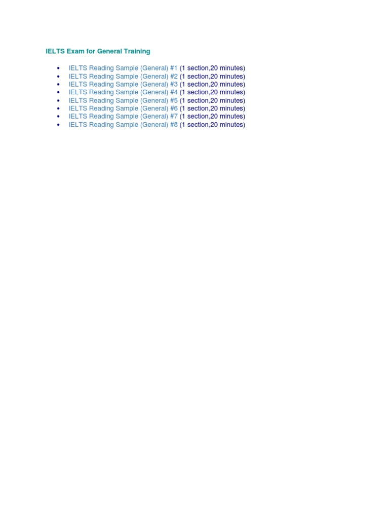 IELTS General Training Reading Samples | PDF