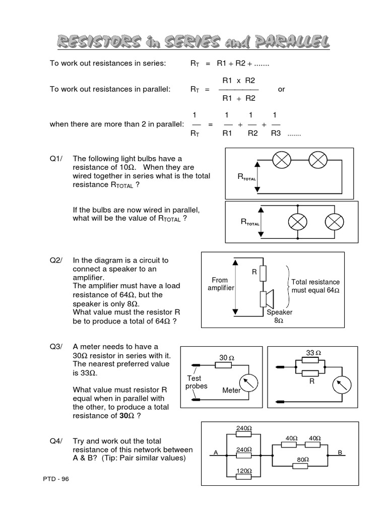 Series Parallel Resistance | PDF | Series And Parallel Circuits ...