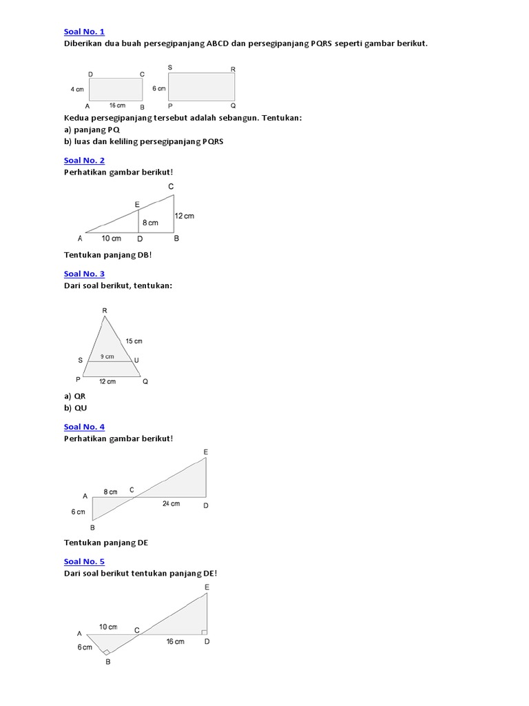 Soal Kesebangunan Kelas 9 | PDF