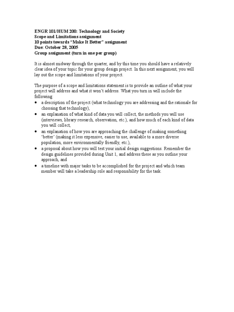 Scope and Limitations for Tech Project | PDF | Art | Computers