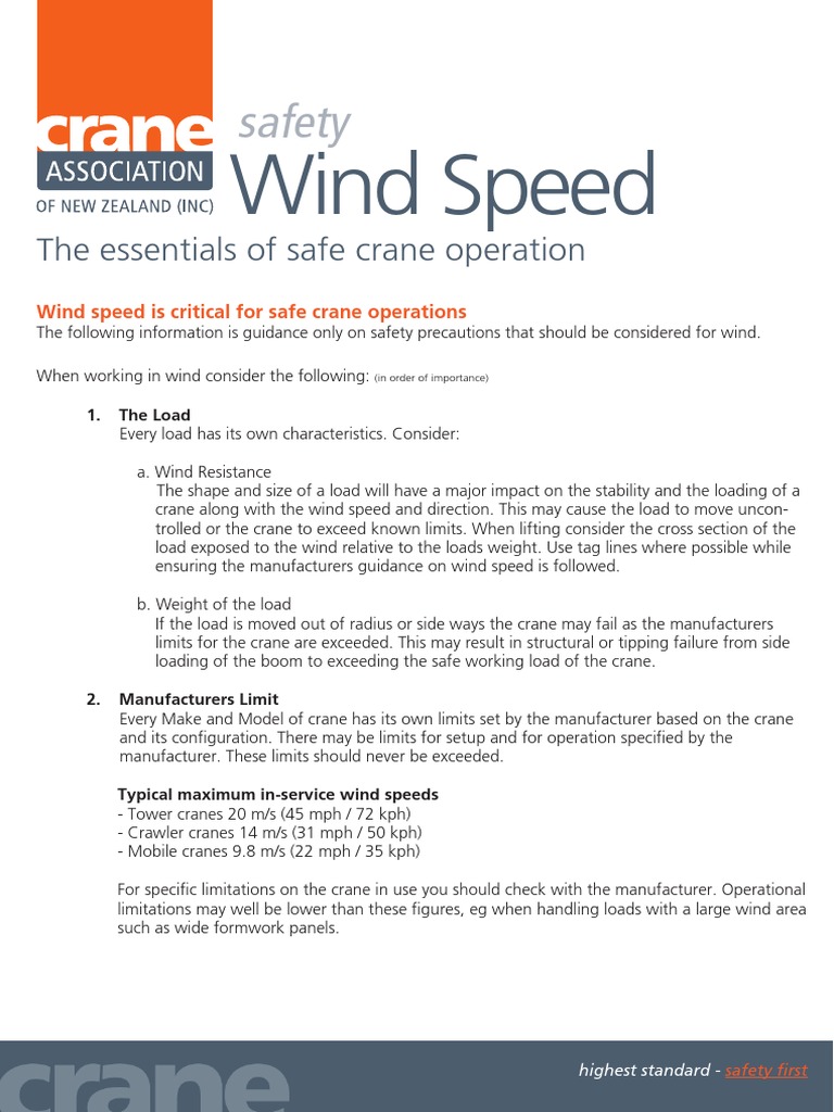Wind Speed: Safety | PDF | Crane (Machine) | Structural Load