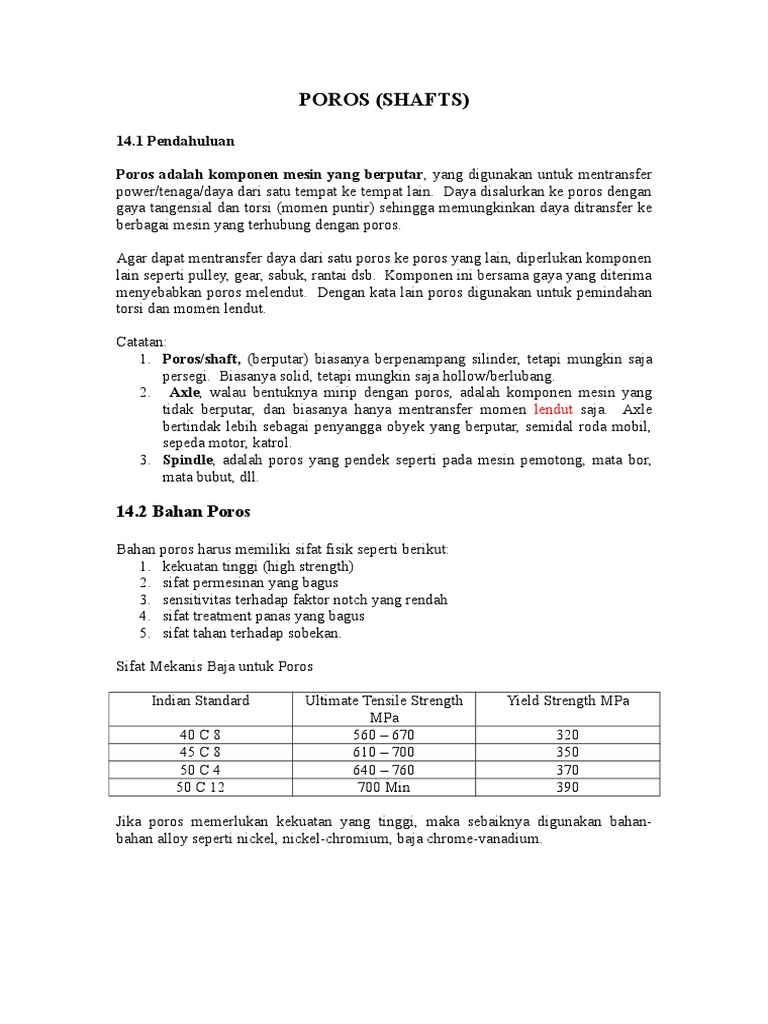 Panduan Lengkap Desain Poros Mesin | PDF