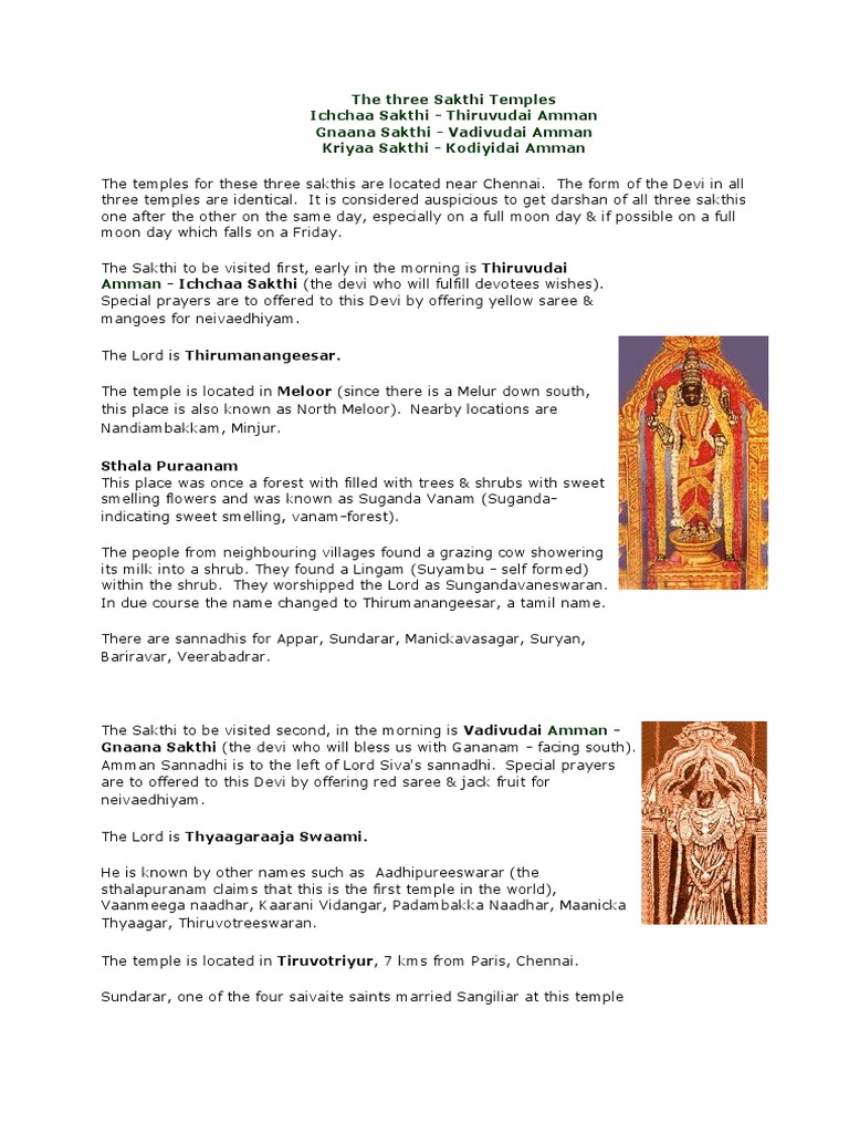 The Three Sakthi Temples | PDF | Hindu Tantra | Hindu Mythology