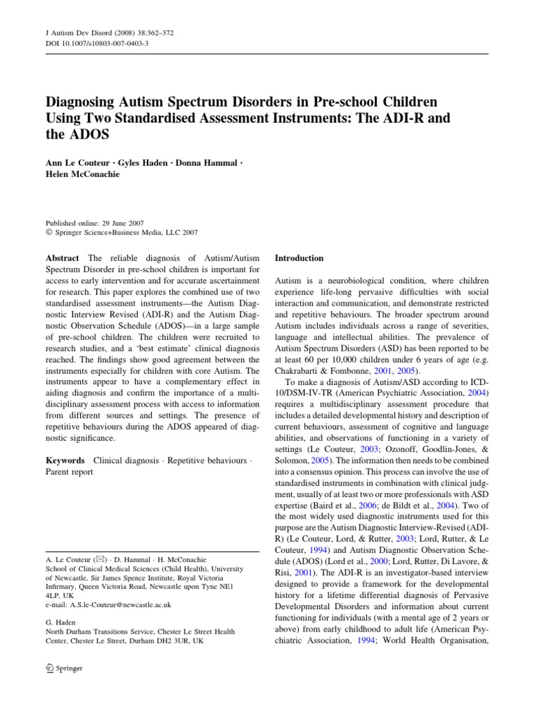 Ados | PDF | Autism Spectrum | Pervasive Developmental Disorders