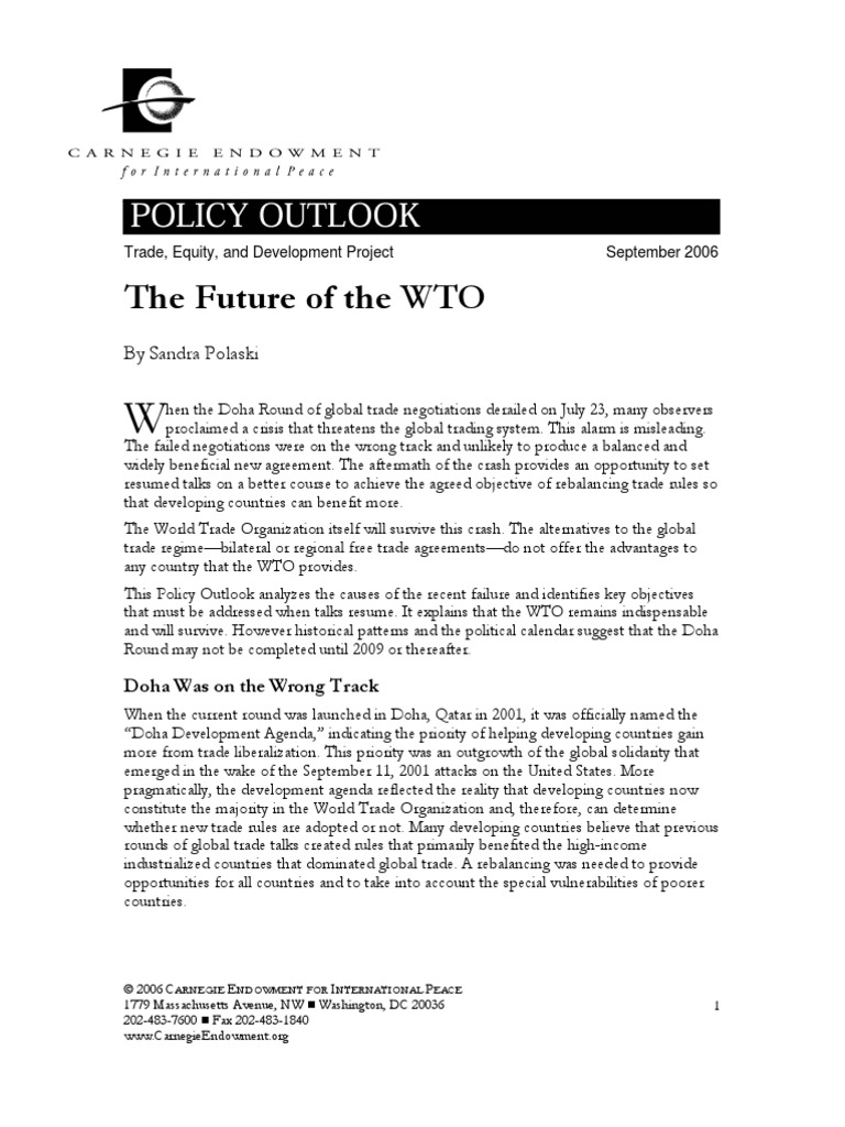 Future of Wto | PDF | Doha Development Round | World Trade Organization