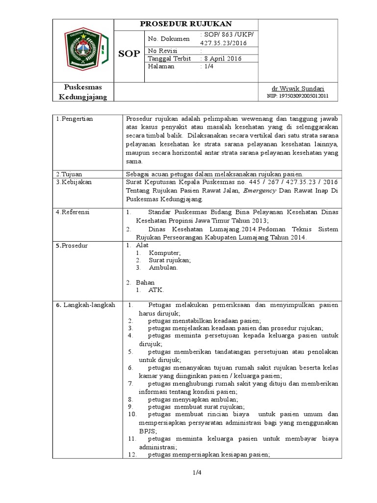 Sop Rujukan Puskesmas | PDF