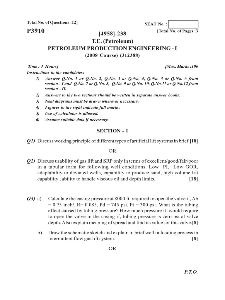 Petroleum Production Engineering - I, 2008 | PDF | Petroleum | Pump