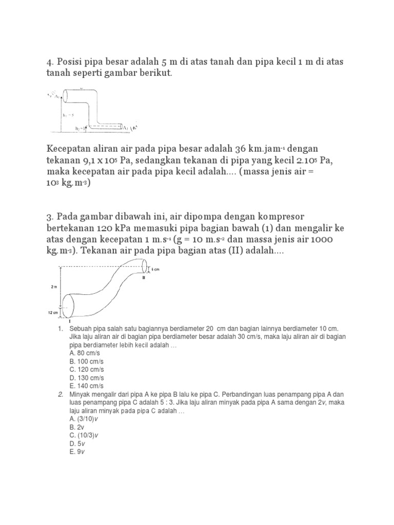 Latihan Soal Kontinuitas Dan Hukum Bernoulli | PDF