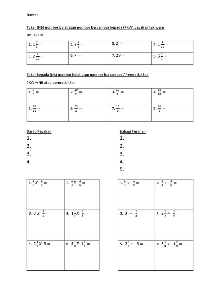 Darab Bahagi Pecahan | PDF