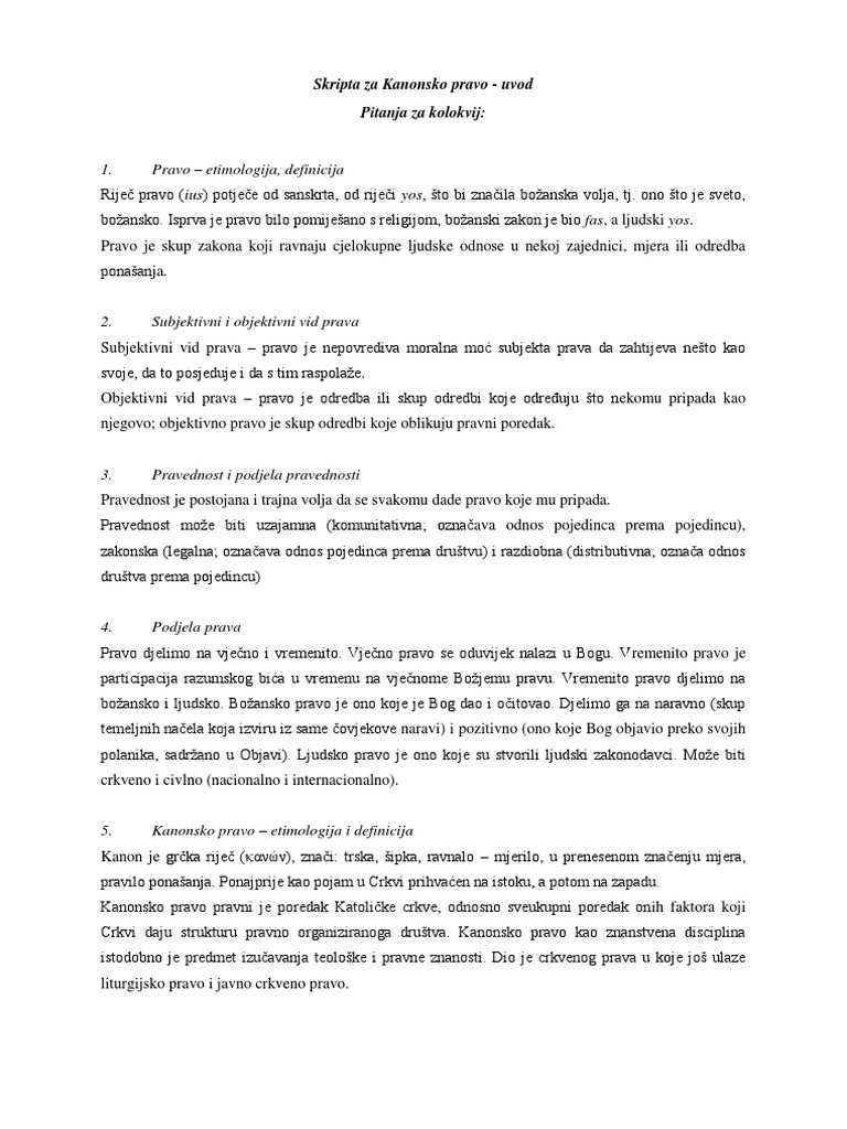 Skripta Za Kanonsko Pravo | PDF