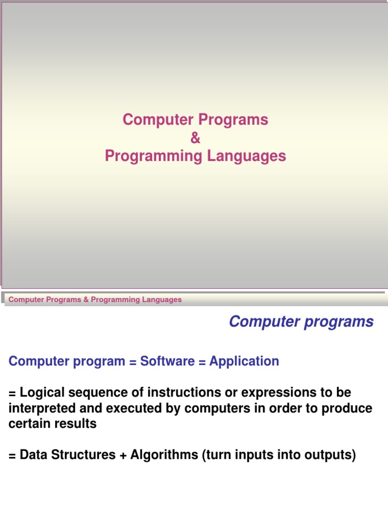 Computer Programs & Programming Languages | PDF | Computer Program | Programming
