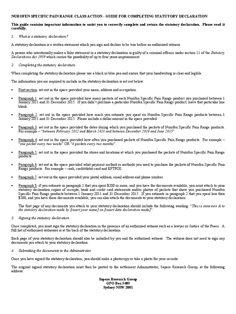 Final Revised Statutory Declaration V2 061017 | PDF | Common Law ...