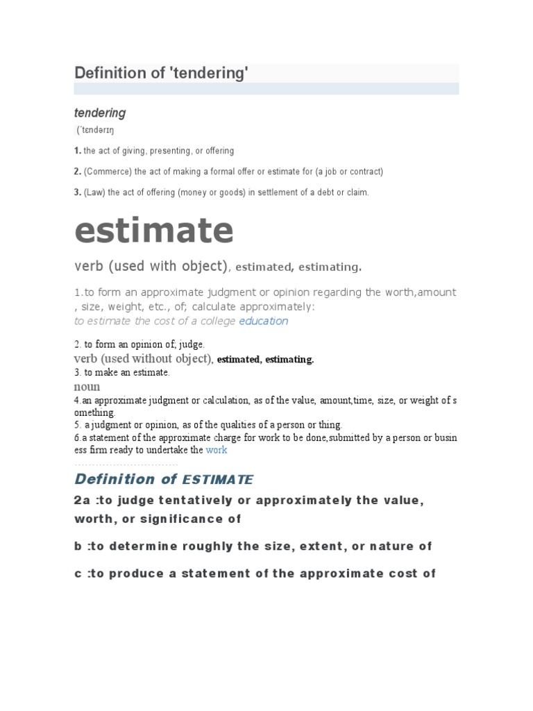 An Overview of Tendering Processes and Types of Tenders | PDF ...
