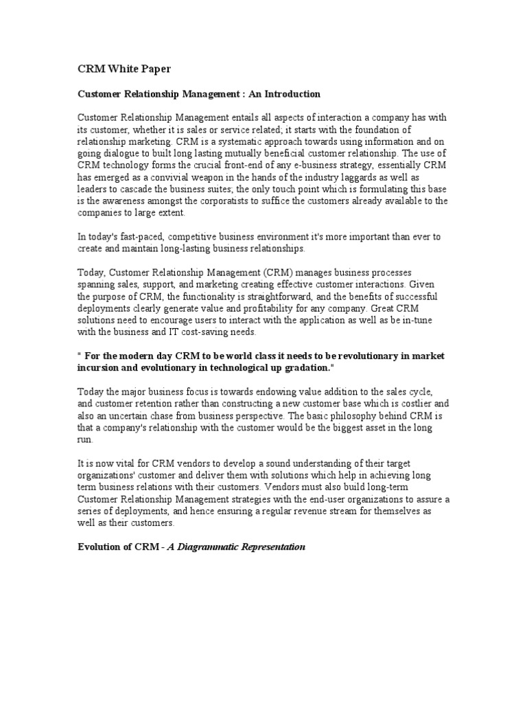 CRM White Paper | PDF | Sales | Business Process