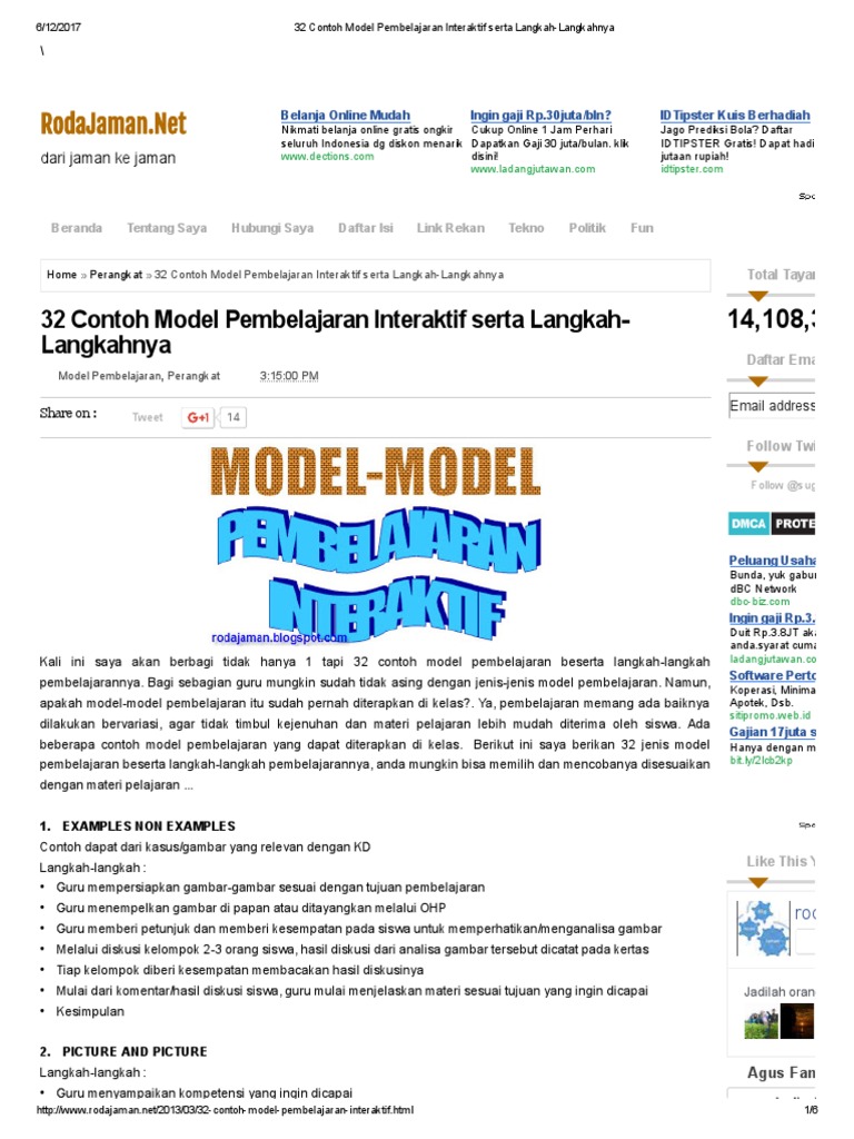 32 Contoh Model Pembelajaran Interaktif Serta Langkah-Langkahnya | PDF