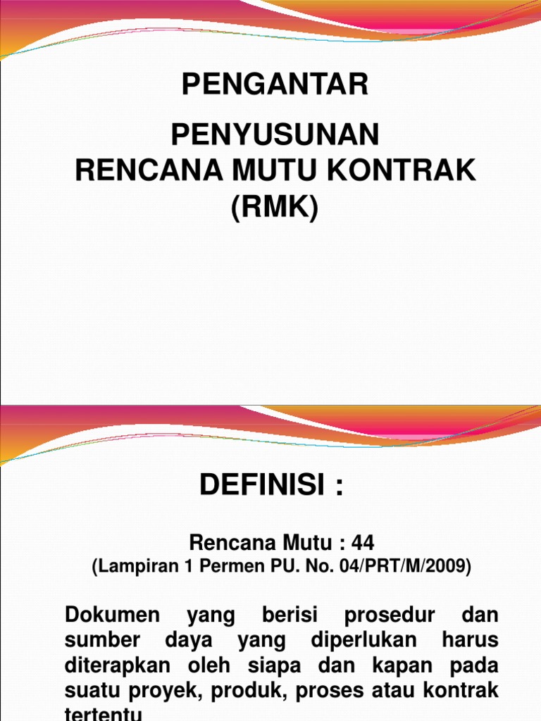 Rencana Mutu Kontrak (RMK) Konstruksi | PDF