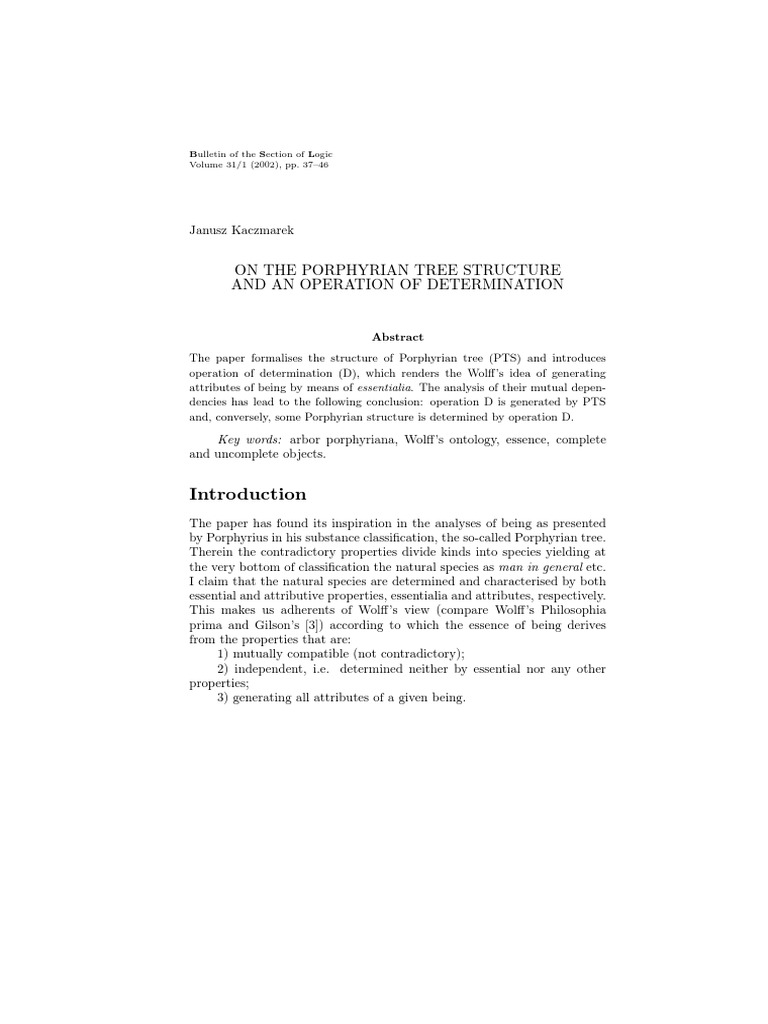 On Porphyrian Tree | PDF | Contradiction | Logic