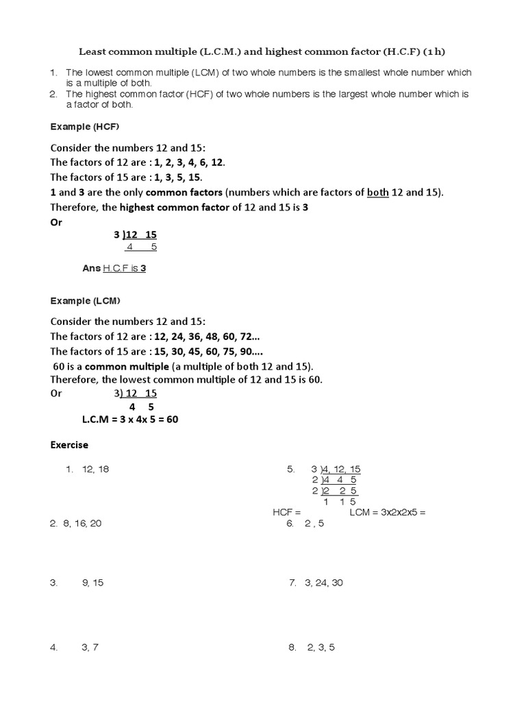 HCF, LCM | PDF