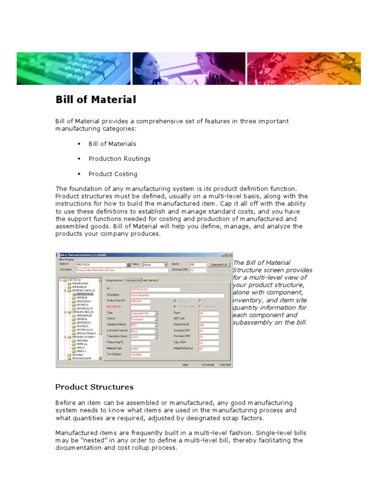 Bill of Material Sample Report | PDF | Inventory | Production And ...