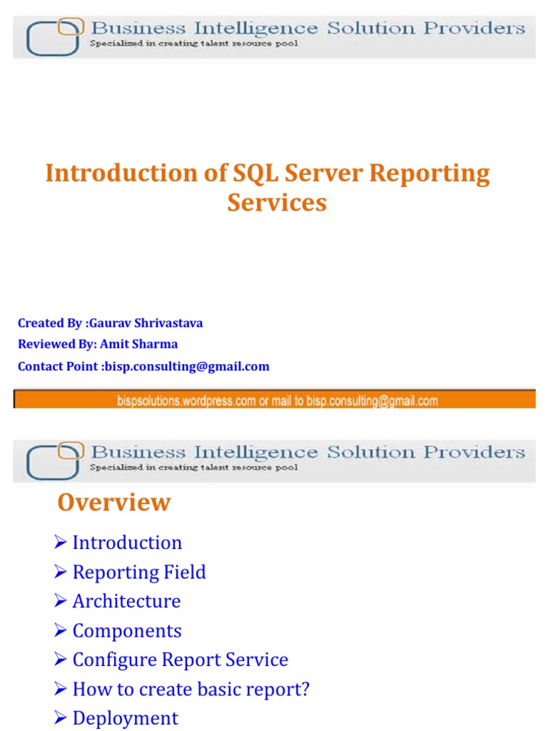 SSRS Session 01 | Download Free PDF | Databases | Microsoft Sql Server