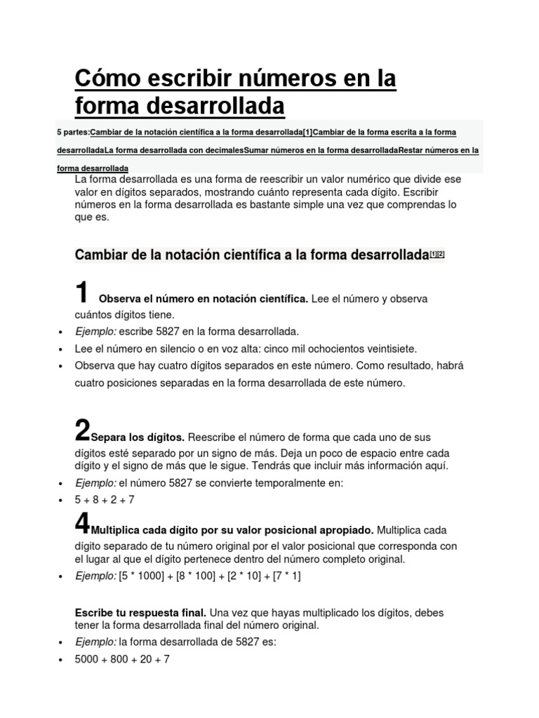 Cómo Escribir Números en La Forma Desarrollada | PDF | Métodos y ...