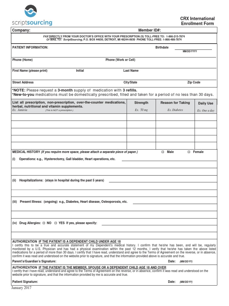 ScriptSourcing - Enrollment Form | PDF | Medical Prescription | Pharmacy