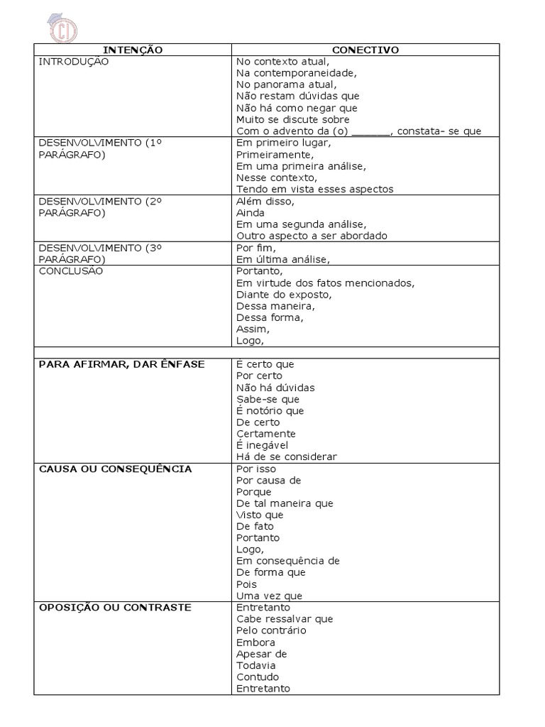 Tabela de Conectivos Nova PDF | PDF | Tempo | Science